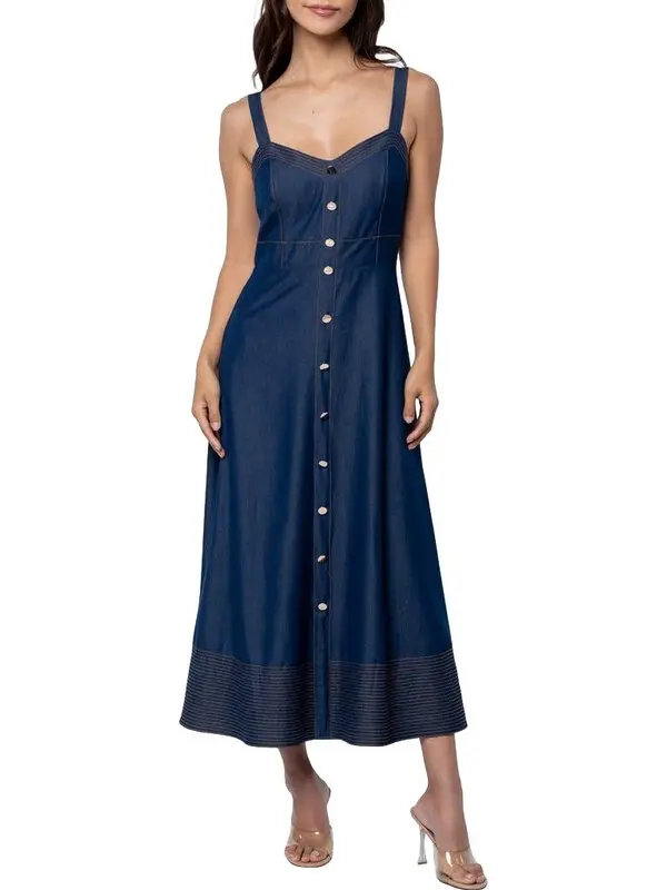 CIEBON Molli Seamed Chambray Sundress - Navy