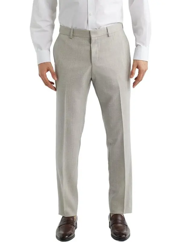 BOSS Genius Slim Fit Flat Front Dress Pants - White