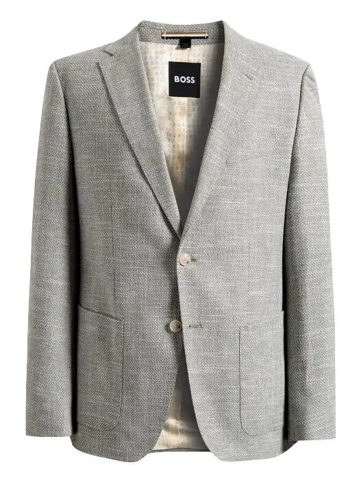 BOSS Hutson Slim-fit Slub Sport Coat - Green