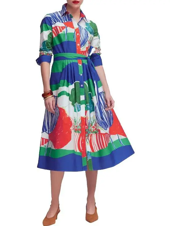 Boden Long Sleeve Midi Shirtdress - Multi Scenic