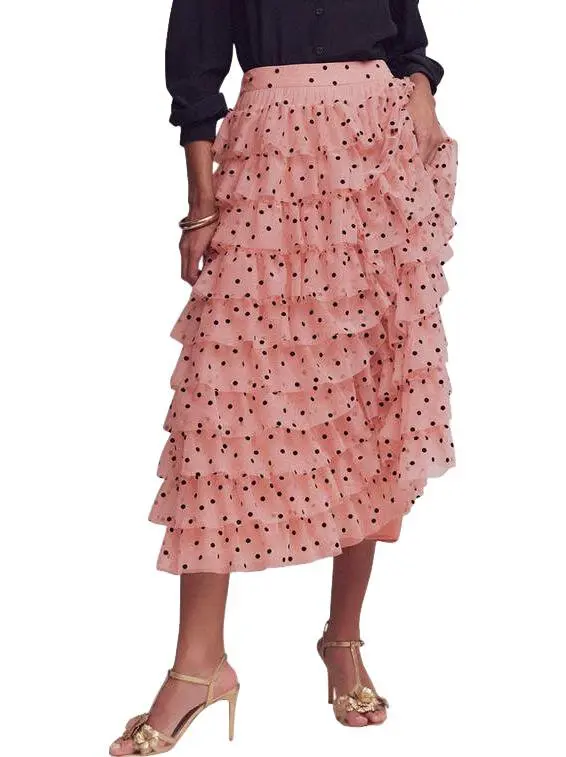 Boden A-line Polka Dot Tulle Skirt - Pink Painted Dot