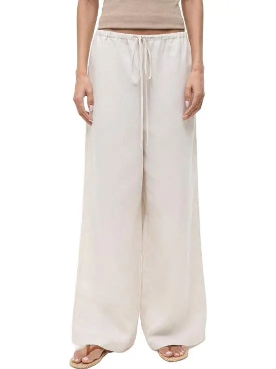 Staud Mateo Mid-rise Linen Pants - Natural