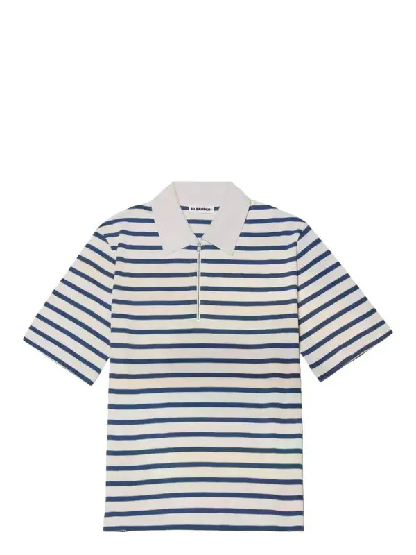 JIL SANDER Striped Half-zip Polo Shirt - White