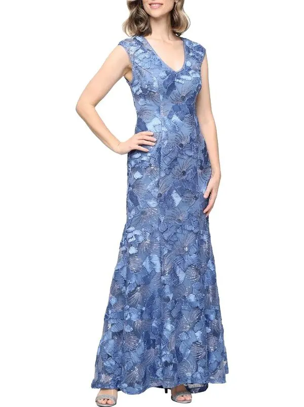 Alex Evenings Sleeveless Sequin Soutache Gown - Brush Periwinkle