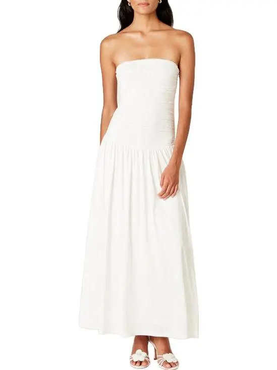 NIA Santal Strapless Maxi Dress - White