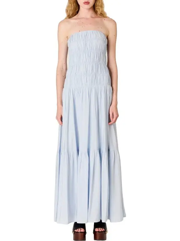NIA Rocio Shirred Strapless Tiered Maxi Dress - Air