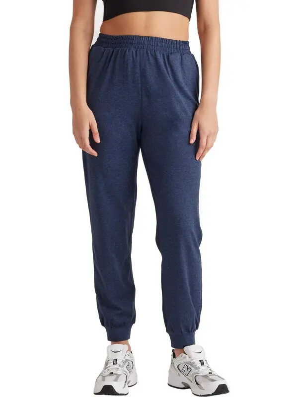 Quince Flowknit High-rise Boyfriend Joggers - Heather Navy