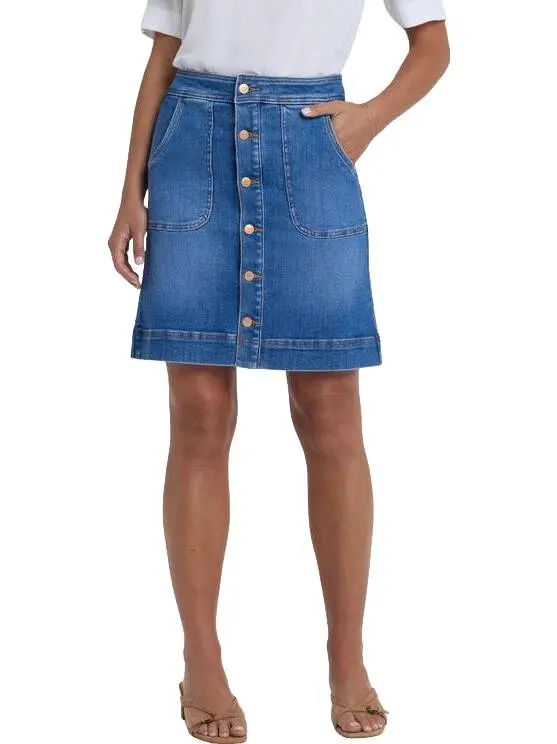 NYDJ High-waist A-line Denim Utility Skirt - Blue Paradise
