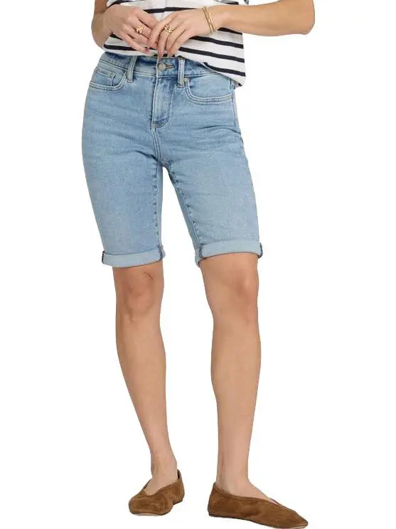 NYDJ Briella Cuffed Denim Shorts - Mist Springs