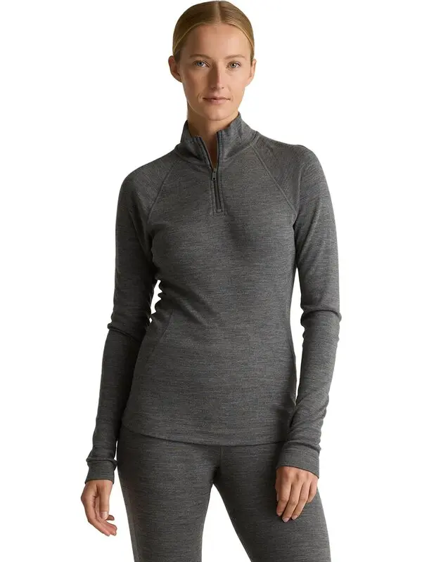 Quince 100% Merino Wool Cold Weather Base Layer Quarter Zip - Heather Charcoal Grey