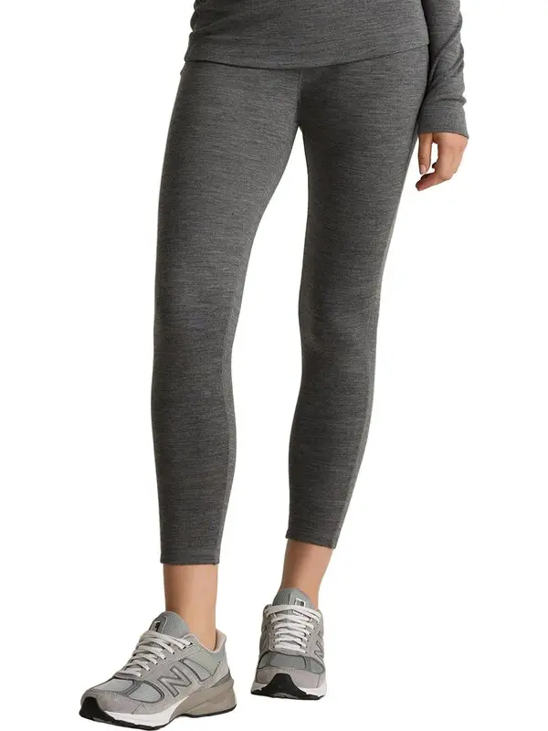 Quince 100% Merino Wool Cold Weather Base Layer Legging - Heather Charcoal Grey