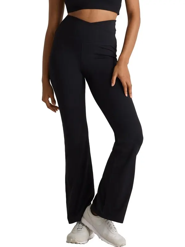 Quince Ultra-form High-rise Crossover Flared Pants - Black