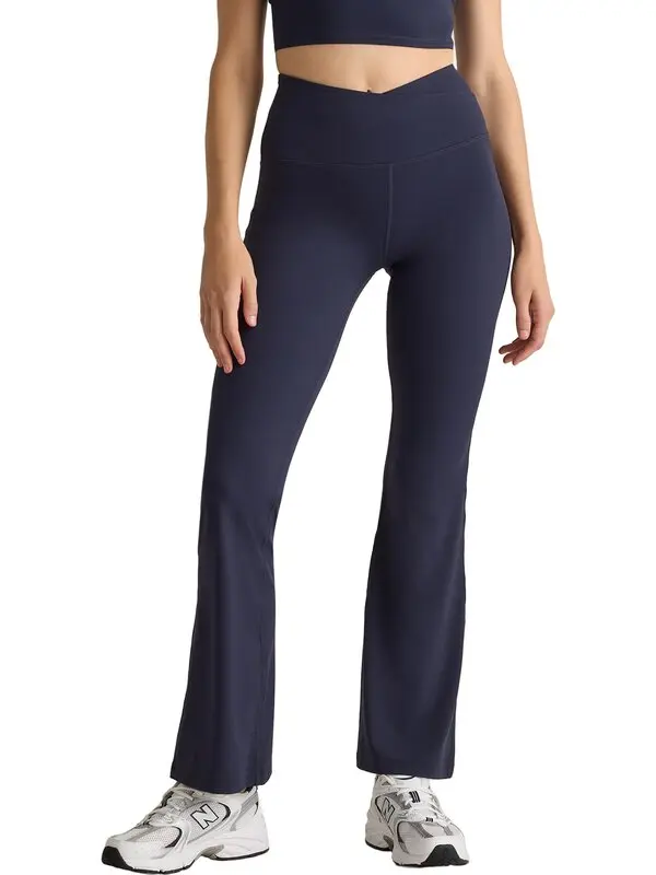 Quince Ultra-form High-rise Crossover Flared Pants - Deep Navy