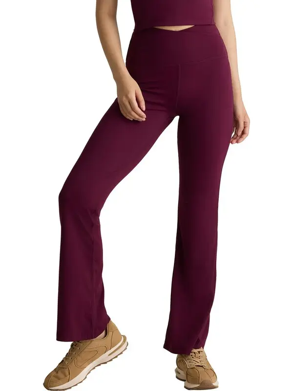 Quince Ultra-form High-rise Crossover Flared Pants - Plum