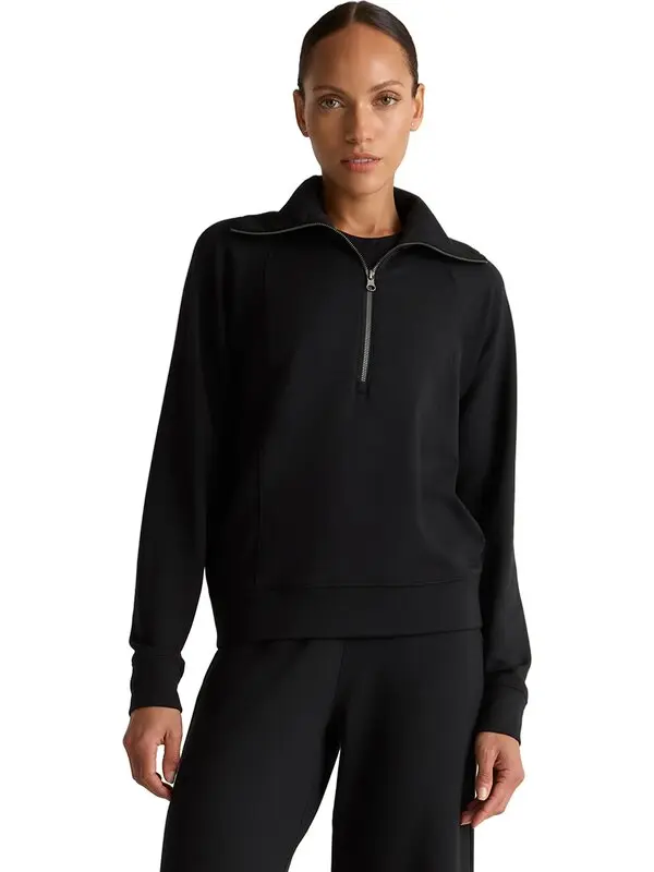 Quince Supersoft Fleece Half-zip Pullover - Black