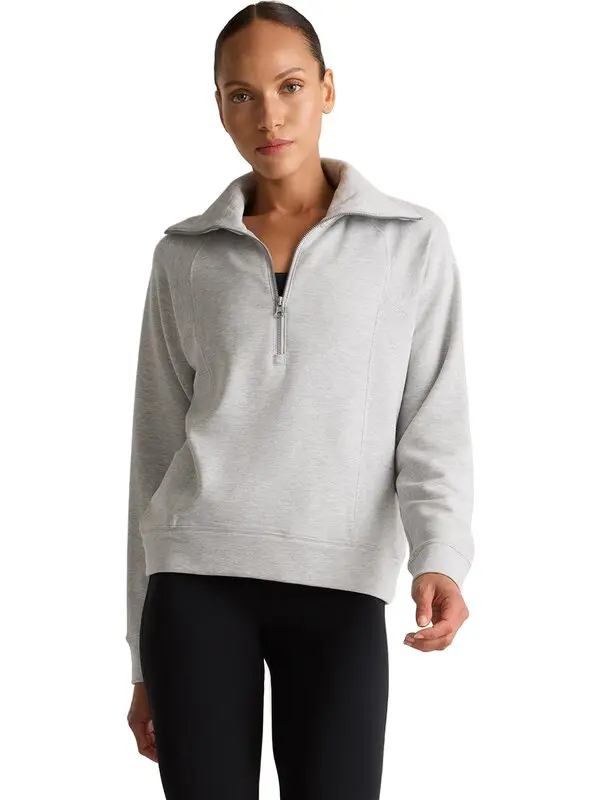 Quince Supersoft Fleece Half Zip - Heather Grey