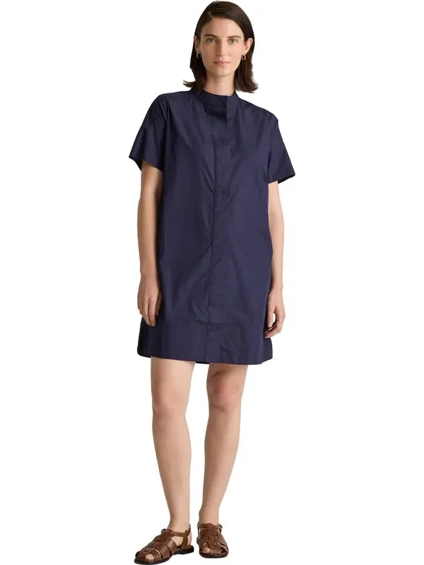 Quince Organic Cotton Poplin Shirt Dress - Navy