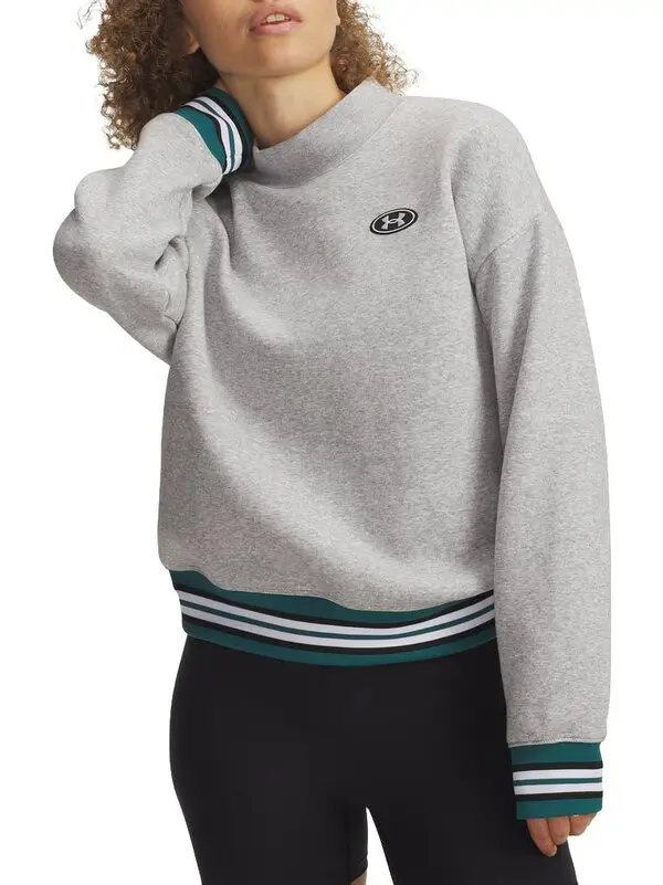 Under Armour Icon Patch Crewneck Sweatshirt - Gray Light Heather/white