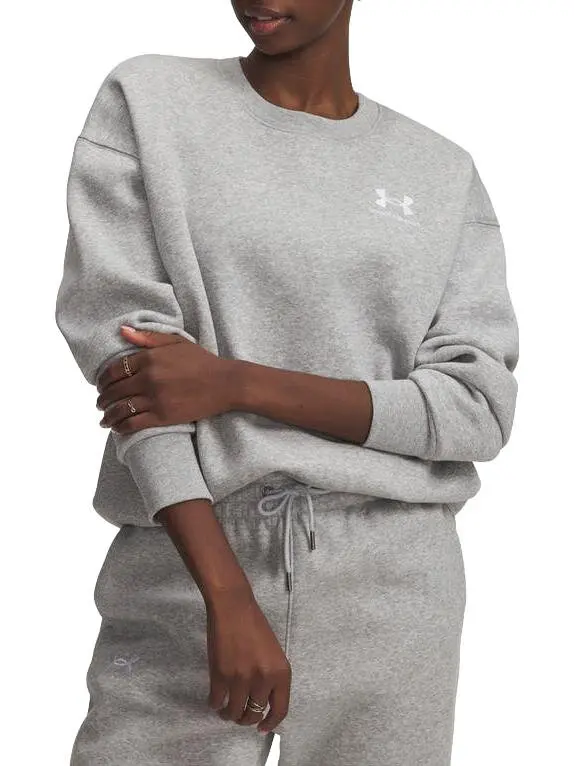 Under Armour Icon Fleece Crewneck Sweatshirt - Gray Light Heather//white