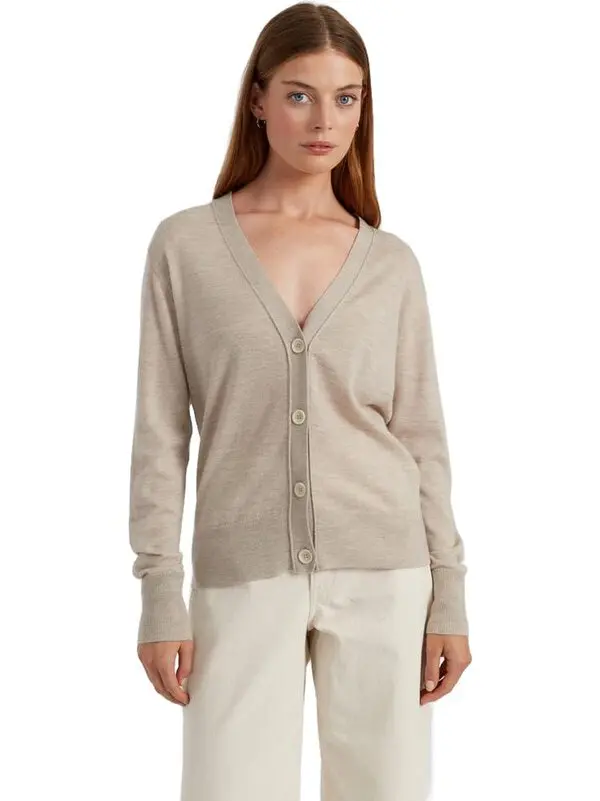 Chinti & Parker Pure Merino Cardigan - Oatmeal