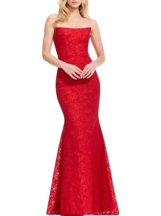 Dress The Population Murphy Strapless Gown - Rouge
