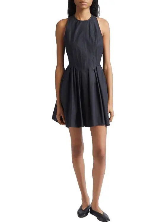Sportmax Ara Pleated Cotton Poplin Minidress - Black