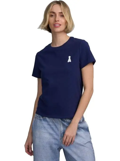 ELLE COLLECTION Logo Appliqué Tee - Navy