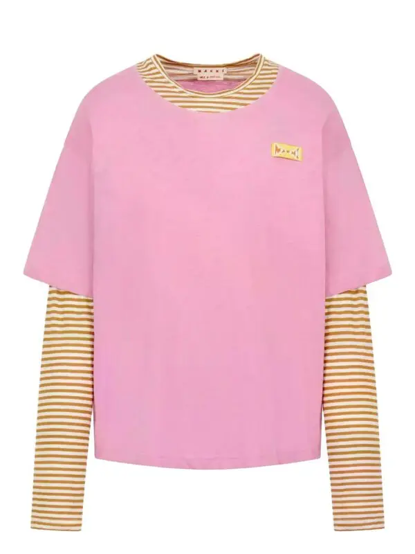 Marni Striped Logo T-shirt - Pink