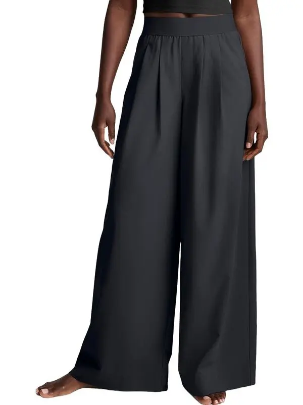 Beyond Yoga Pleated Wide-leg Trousers - Nocturnal Navy