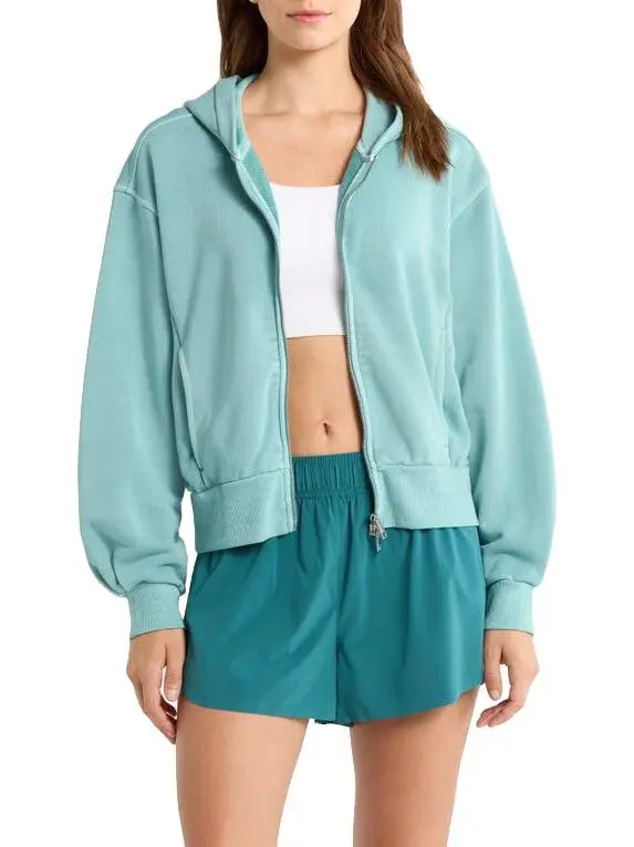 Beyond Yoga Fade Out Full Zip Hoodie - Washed Teal Sea