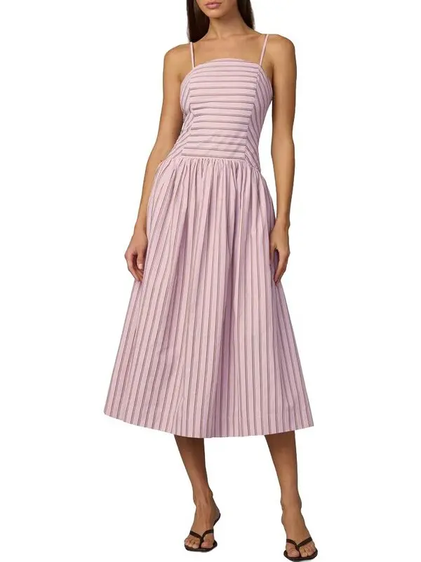 Joe's Jeans The Mara Tie Strap Midi Dress - Blush Pink Stripe