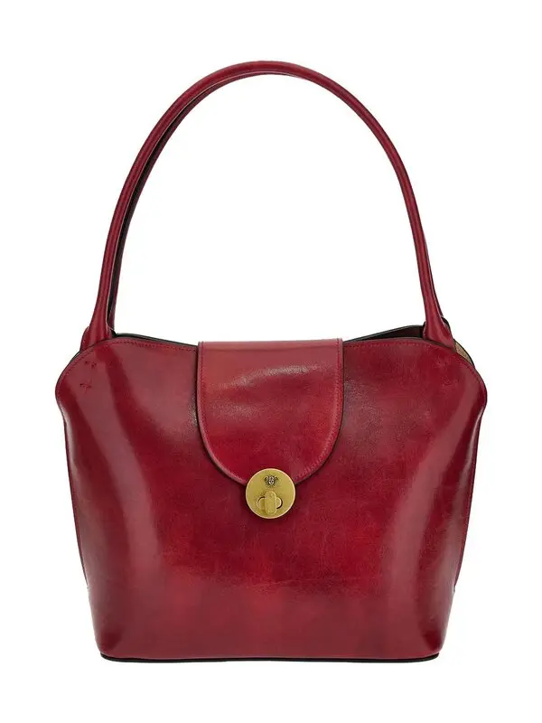 Versace Vivian Leather Shoulder Bag - Carminio Red Gold 82