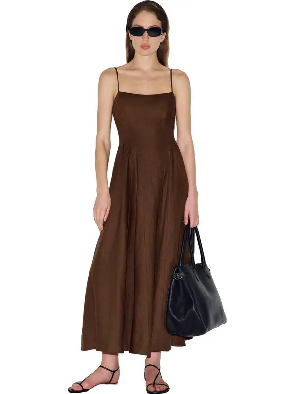 REFORMATION Neri Linen Dress - Brown