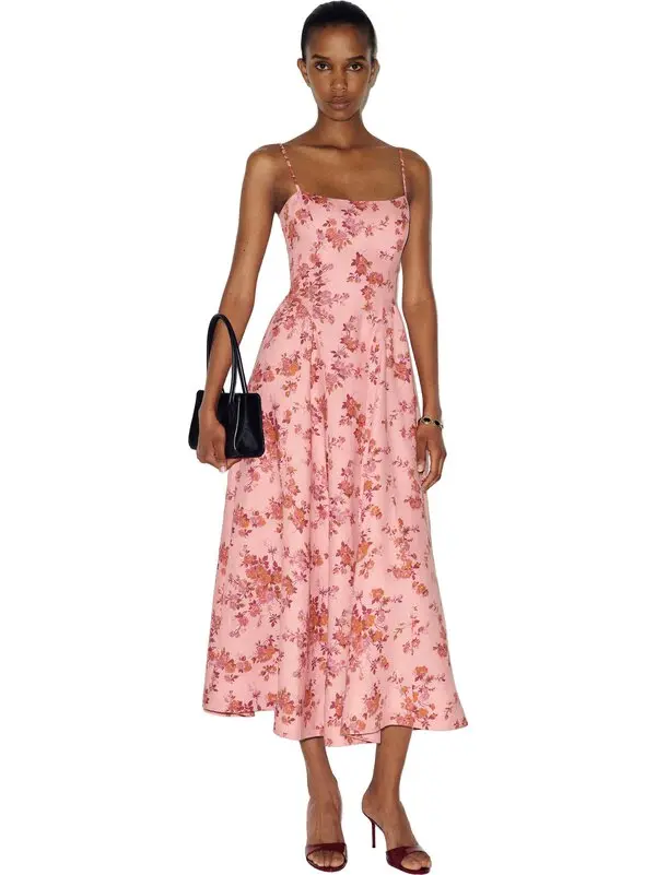 REFORMATION Neri Linen Dress - Pink