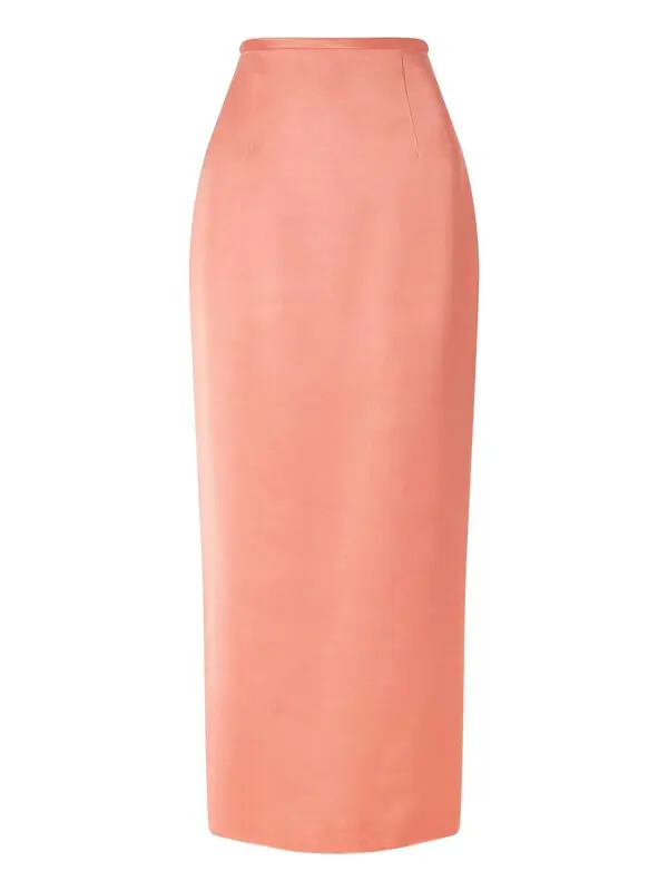 Khaite Winton Satin Midi Skirt - Coral