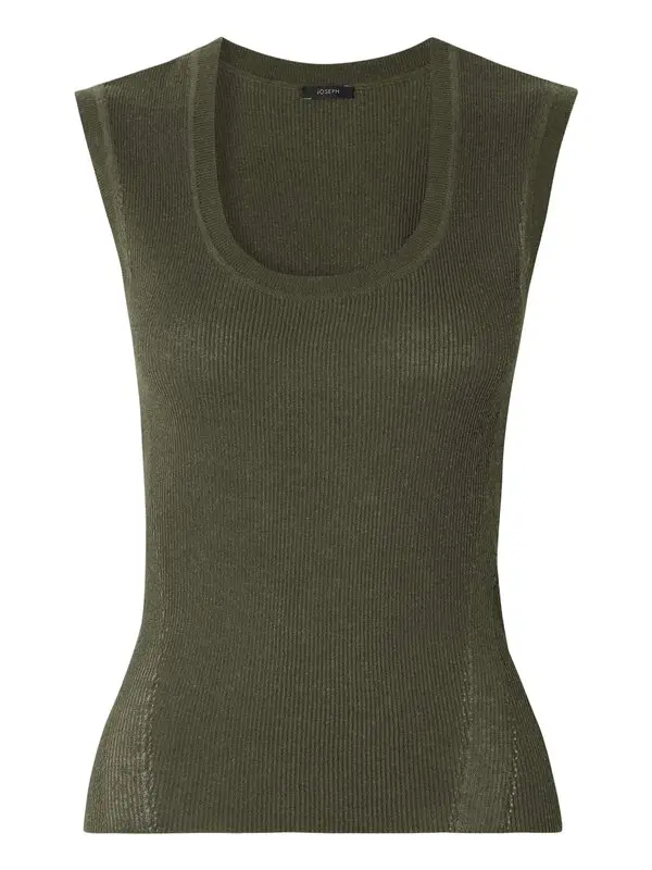 JOSEPH Alaou Ribbed Tencel™ Lyocell-blend Tank - Army Green