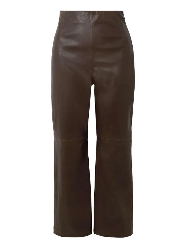 Nour Hammour Paneled Leather Flared Pants - Bronze