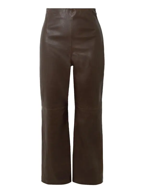 Nour Hammour Paneled Leather Flared Pants - Metallic