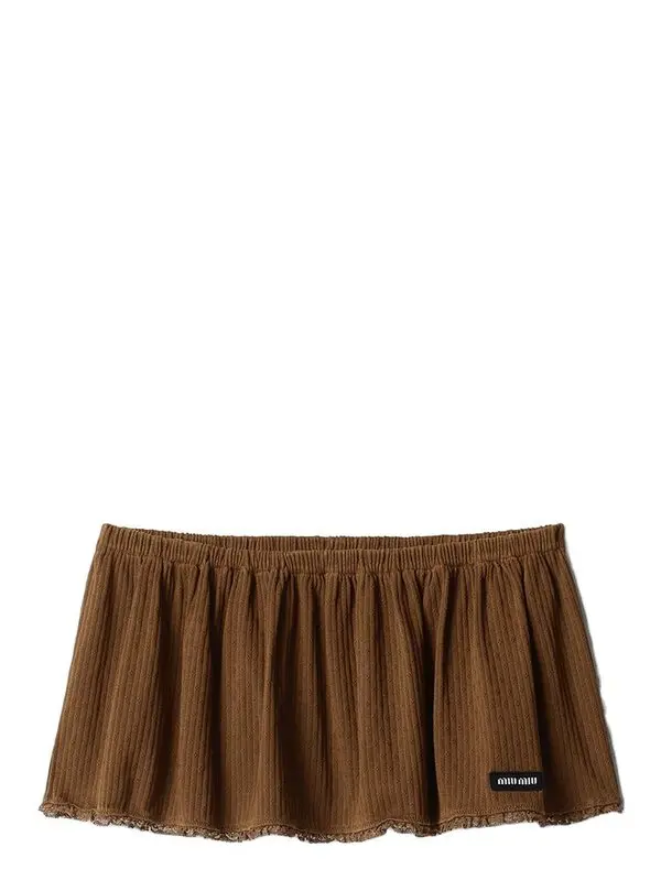 Miu Miu Gart-dyed Cotton Miniskirt - Cocoa Brown
