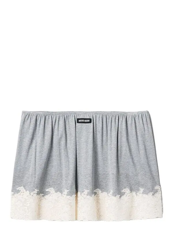 Miu Miu Silk Jersey Flared Skirt - Grey