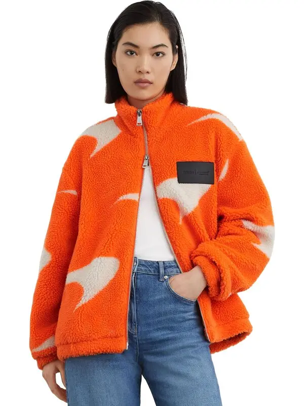REISS Racing Speedmark Fleece Jacket - Papaya Orange/white