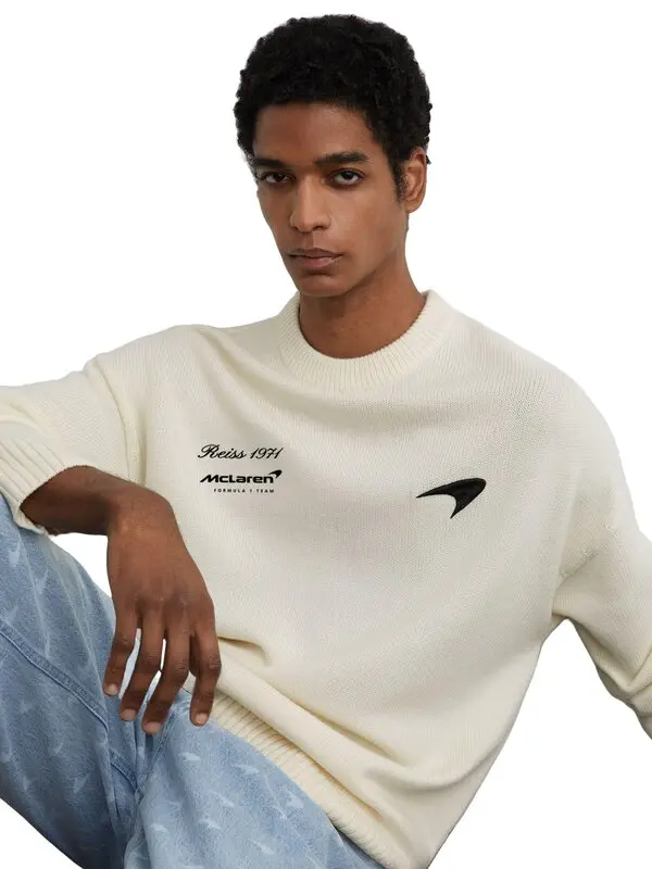 REISS Racing Merino Wool Jumper - Off White