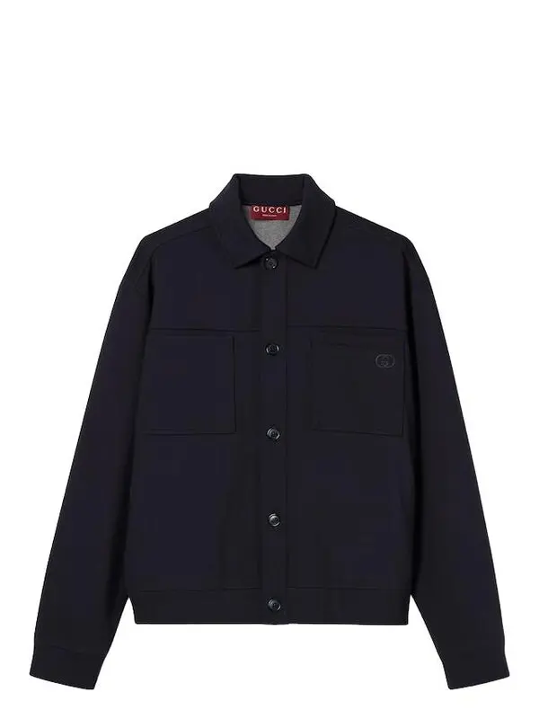 Gucci Cotton Jersey Jacket With Embroidery - Blue