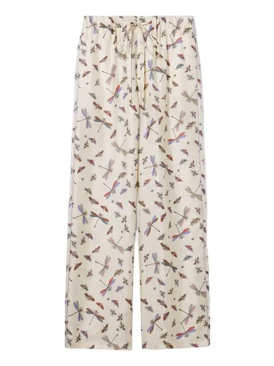 Gucci Printed Silk Twill Pants - Beige