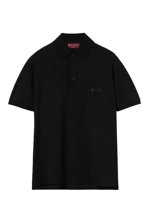 Gucci Cotton Piquet Polo Shirt With Embroidery - Black