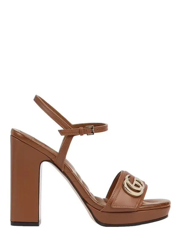Gucci Platform Sandal With Double G - Brown