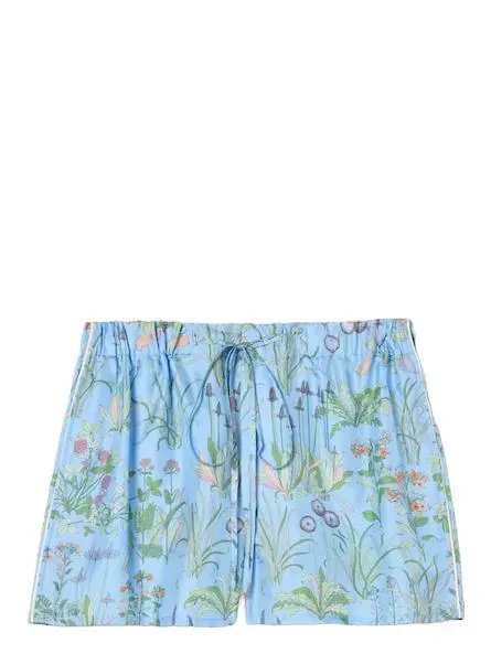 Gucci Printed Silk Twill Shorts - Blue