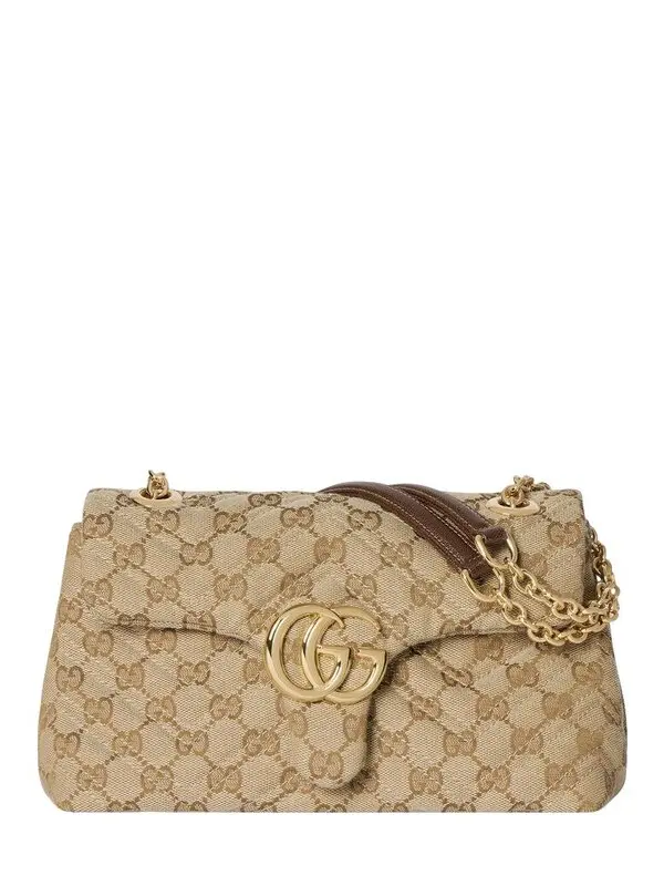 Gucci Gg Marmont Small Shoulder Bag Gg Canvas - Beige