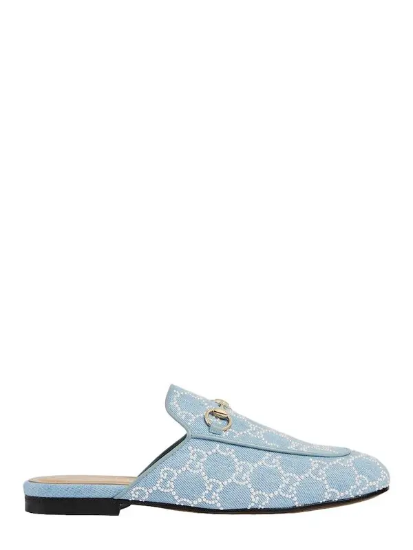 Gucci Princetown Slipper With Pearls - Blue