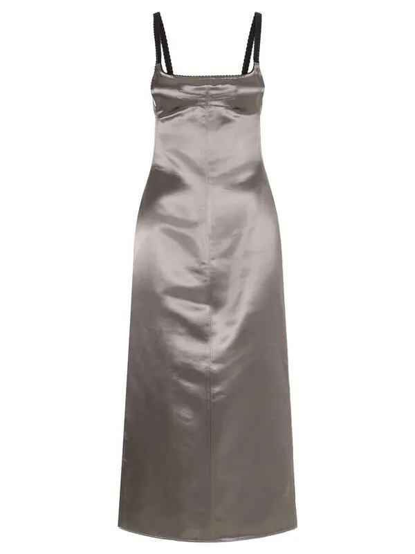 Attico Satin Midi Dress - Gray